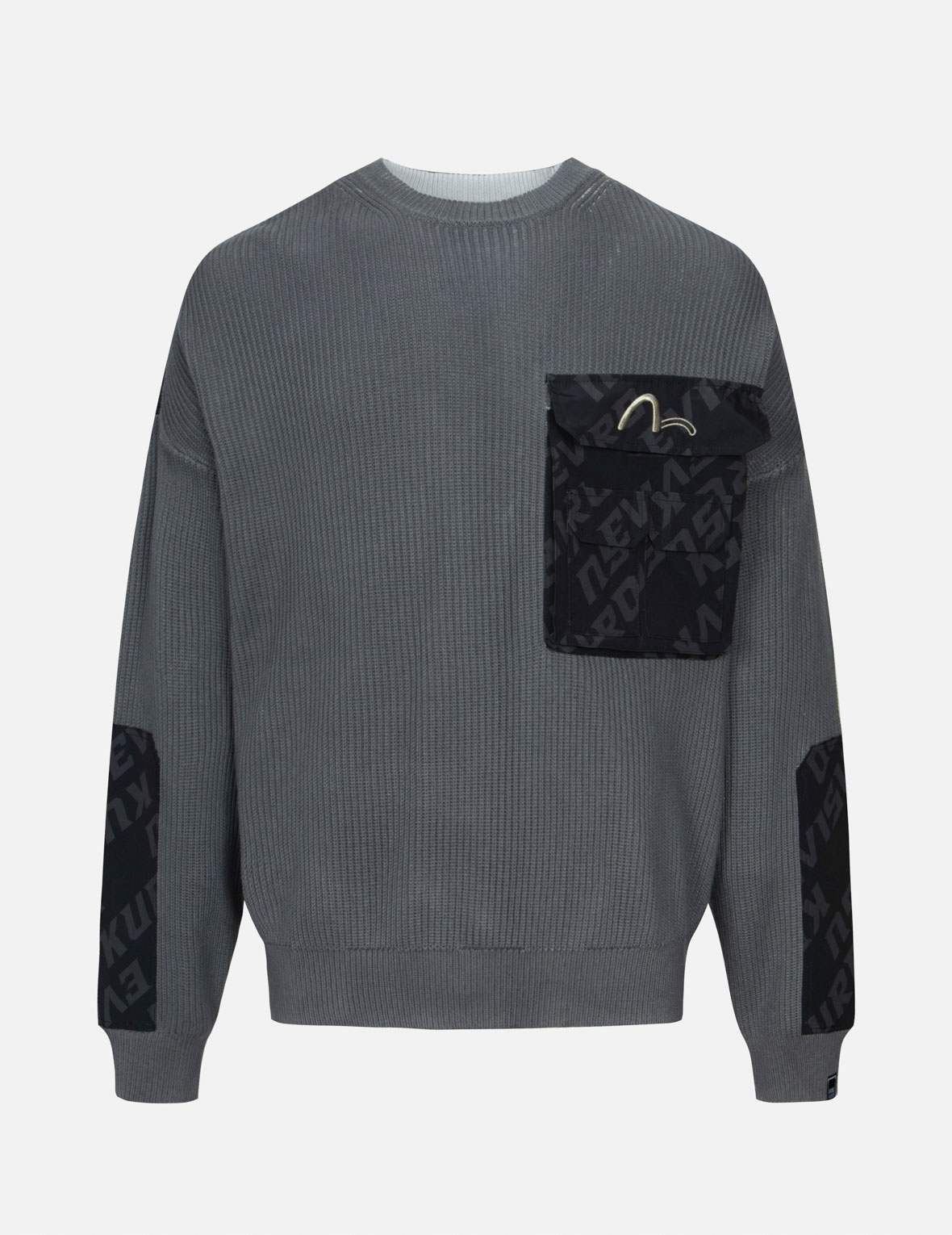 EVISU Allover Logo Printed Panel Oversized Sweater - 위시버킷