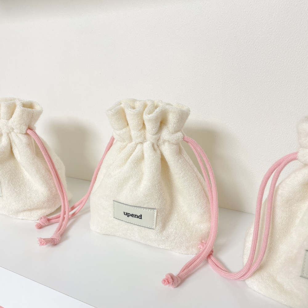어펜드 테리 스트링 파우치 복조리 화장품 Terry String Pouch (ivory) - 위시버킷