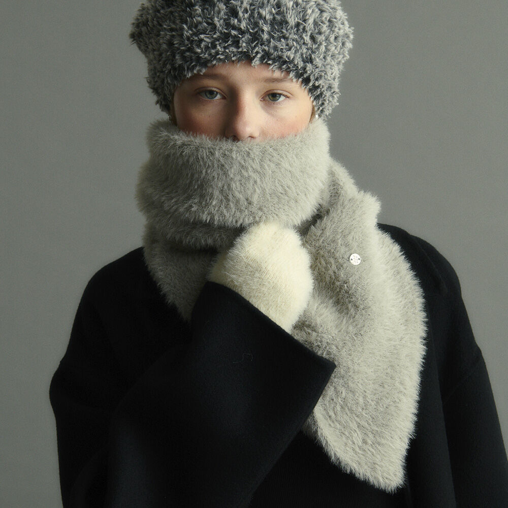 펀프롬펀 FUZZY KNIT MUFFLER, GREY - 위시버킷