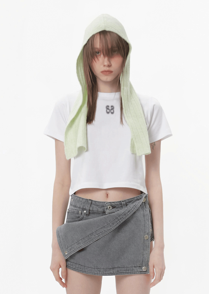 세이스라 GRAFFITI RABBIT CROP TOP, WHITE - 위시버킷