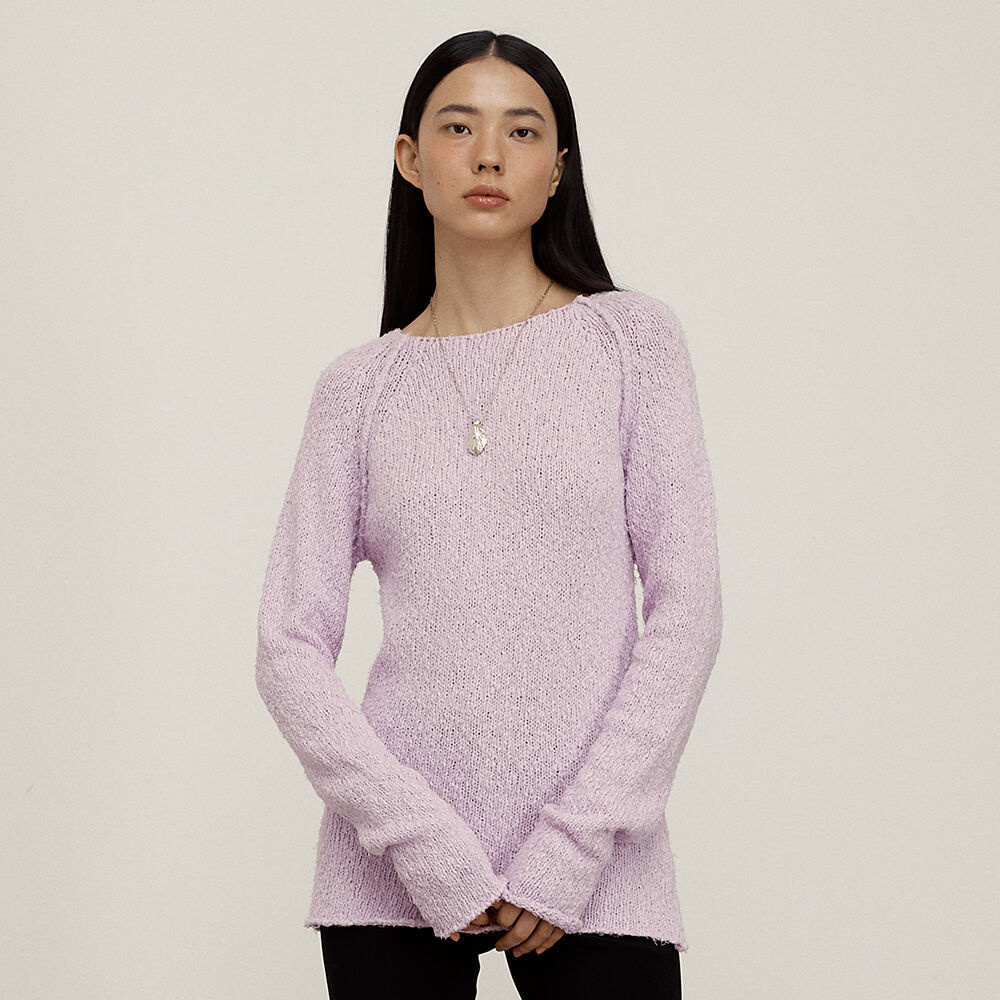 지비에이치 23SP TWISTED YARN BOAT NECK KNIT LILAC PINK - 위시버킷