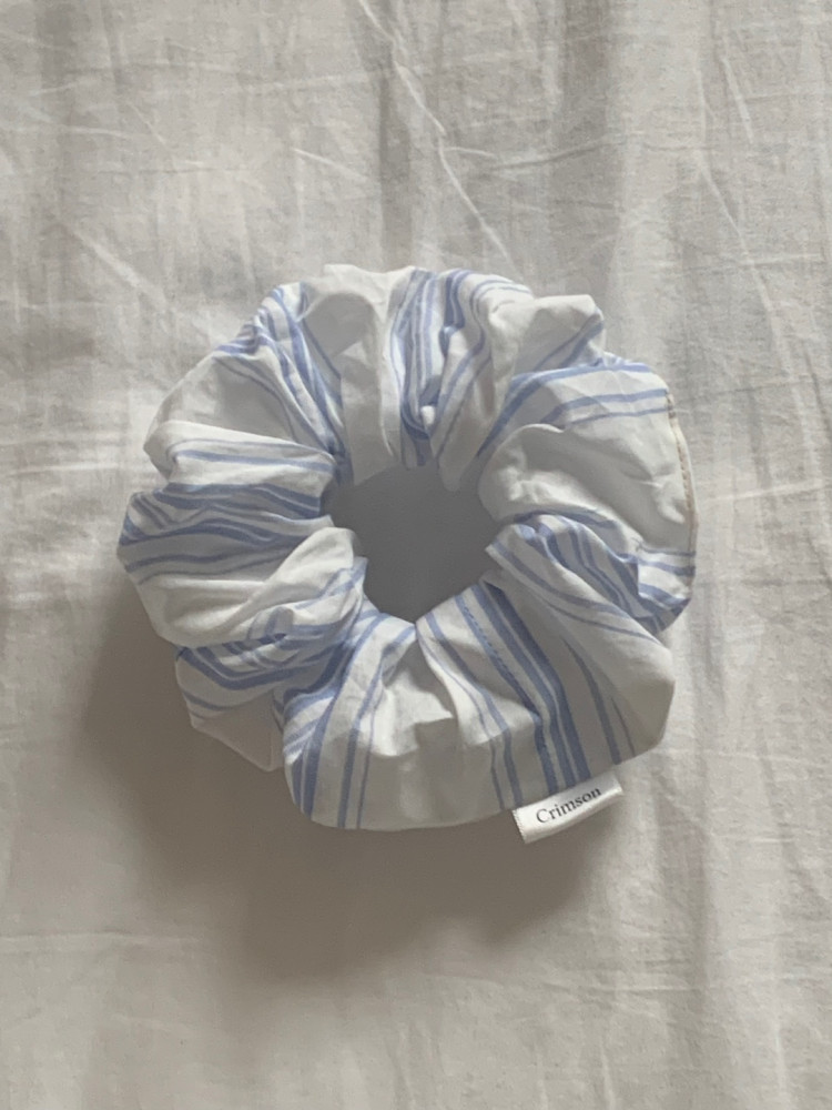 크림슨마켓 crimson made 프렌치 코튼 더블 스트라이프 스크런치 (1color) - 위시버킷