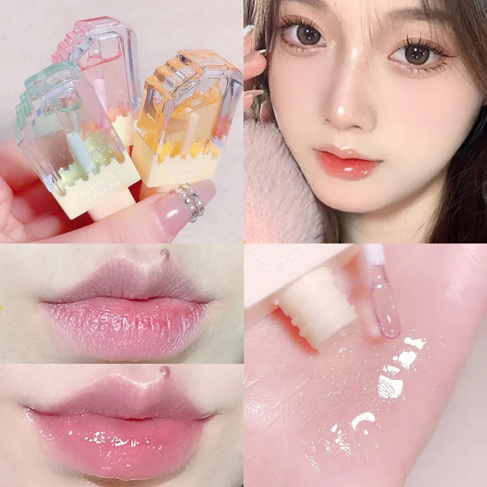 Lekofo 아이스크림 미러 워터 립 플럼 퍼 익스트림 투명 립글로스 크리스탈 젤리 립 오일 방수 립스틱 입술 화장품 위시버킷
