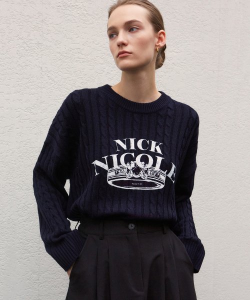 닉앤니콜 NICOLE RING CABLE KNIT_NAVY - 위시버킷