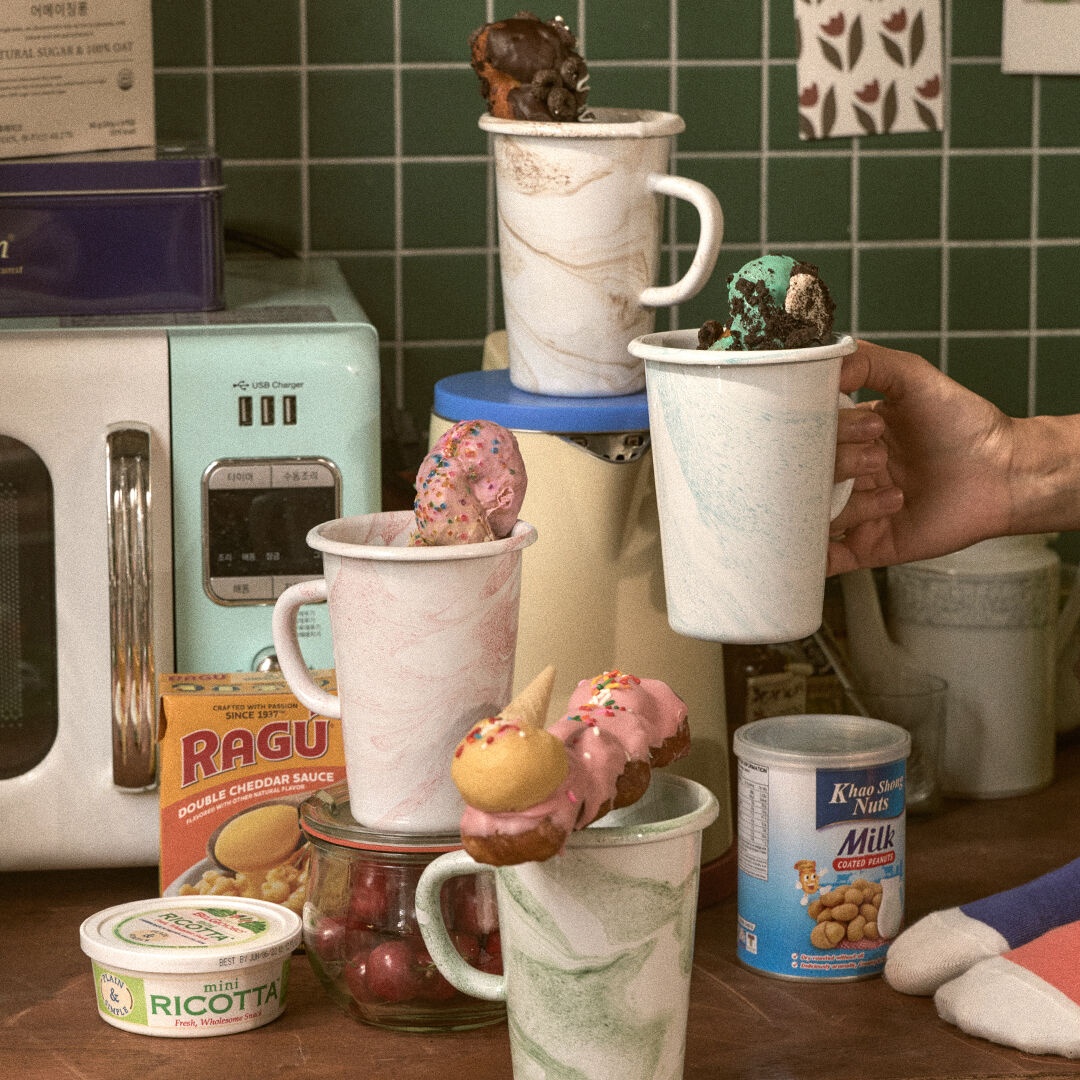 에딩 [29CM 단독] 에딩 마블웨이 법랑 핸들 롱 머그 450ml 4color - 위시버킷