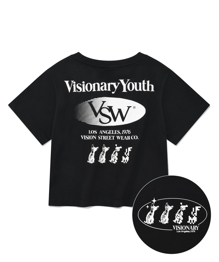 비전스트릿웨어 VSW Crop Cat T-Shirts Black - 위시버킷