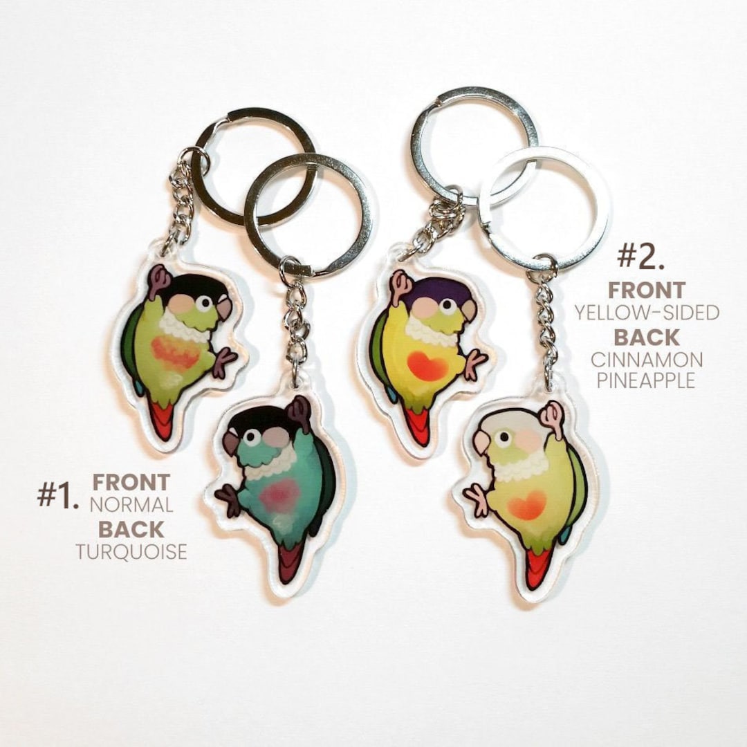 BIRBBER Dangling Green Cheek Conure Keychain - 위시버킷
