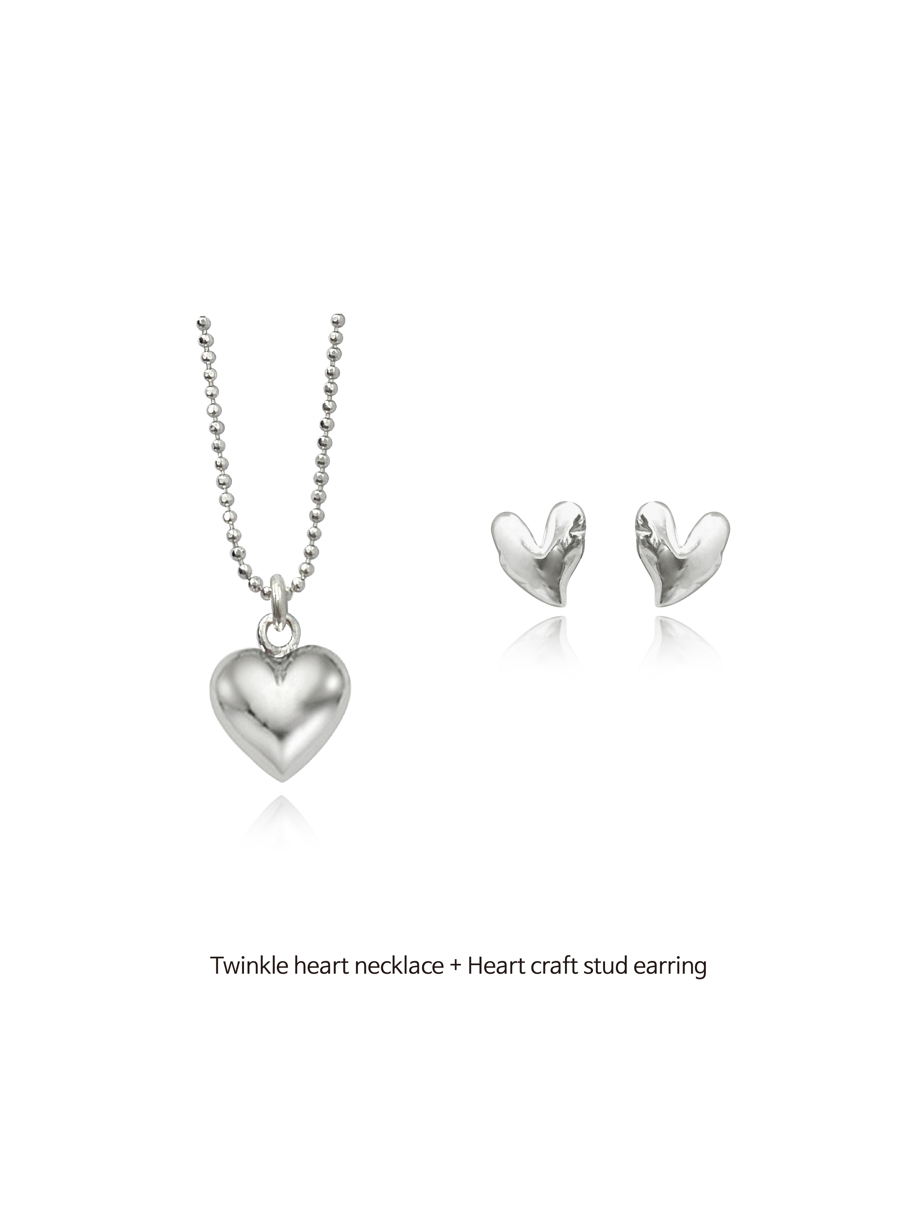 머머 Twinkle heart necklace + Heart craft stud earring - 위시버킷