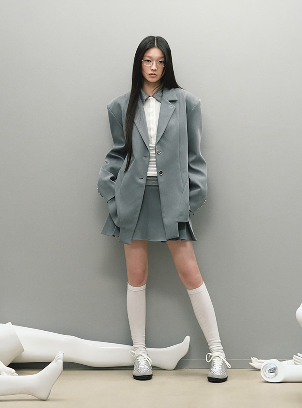 테스트메커니즘 Raffel Suit Jacket & Pleated Skirt 2 Piece - 위시버킷