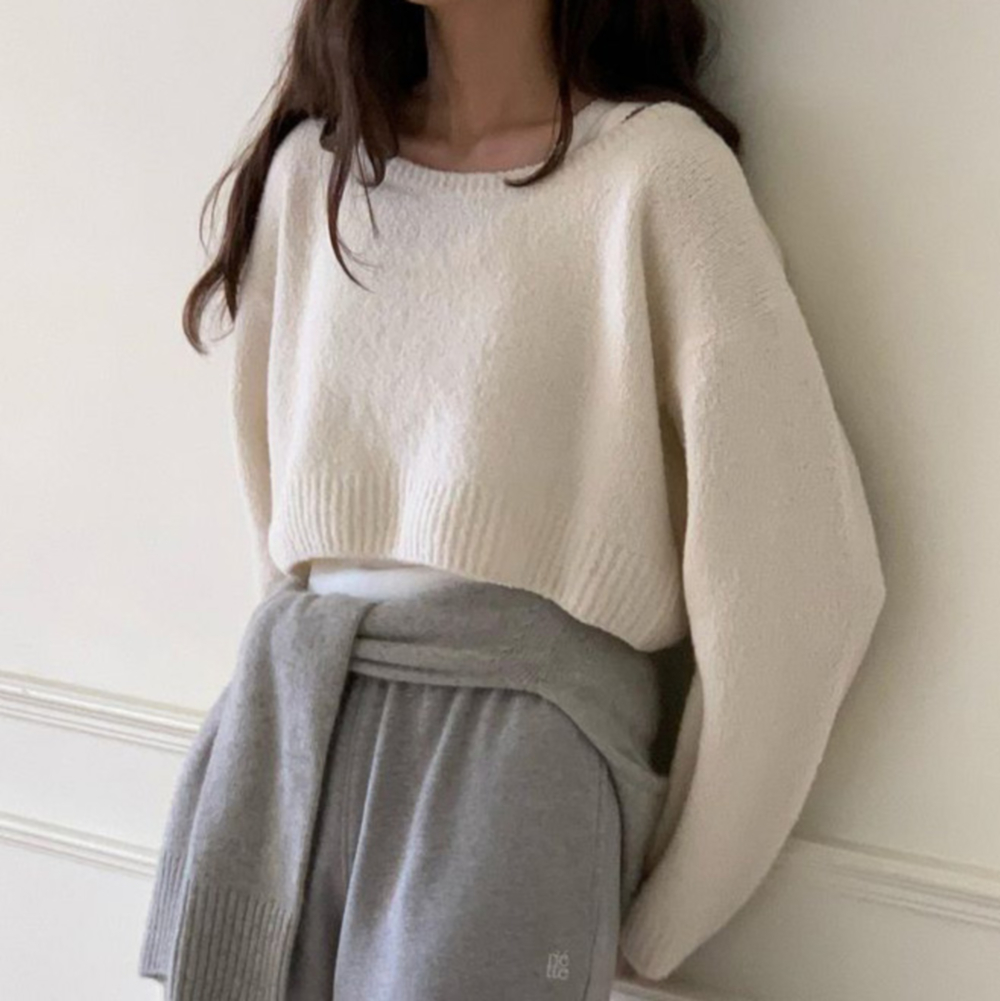 리에뜨 리에뜨 riette 클로디 부클 가을 크롭 니트 (3c) - 위시버킷