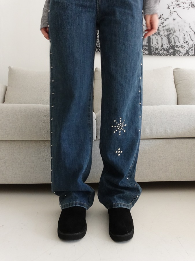 프롬뮤즈 stud point denim pants - 위시버킷