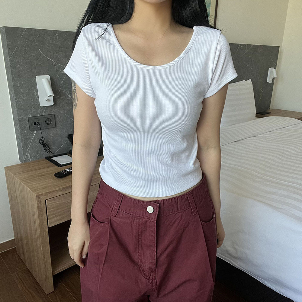 워즈웨잇앤씨 our crop cap sleeve T 아워 유넥 캡 슬리브 티 (4color) - 위시버킷