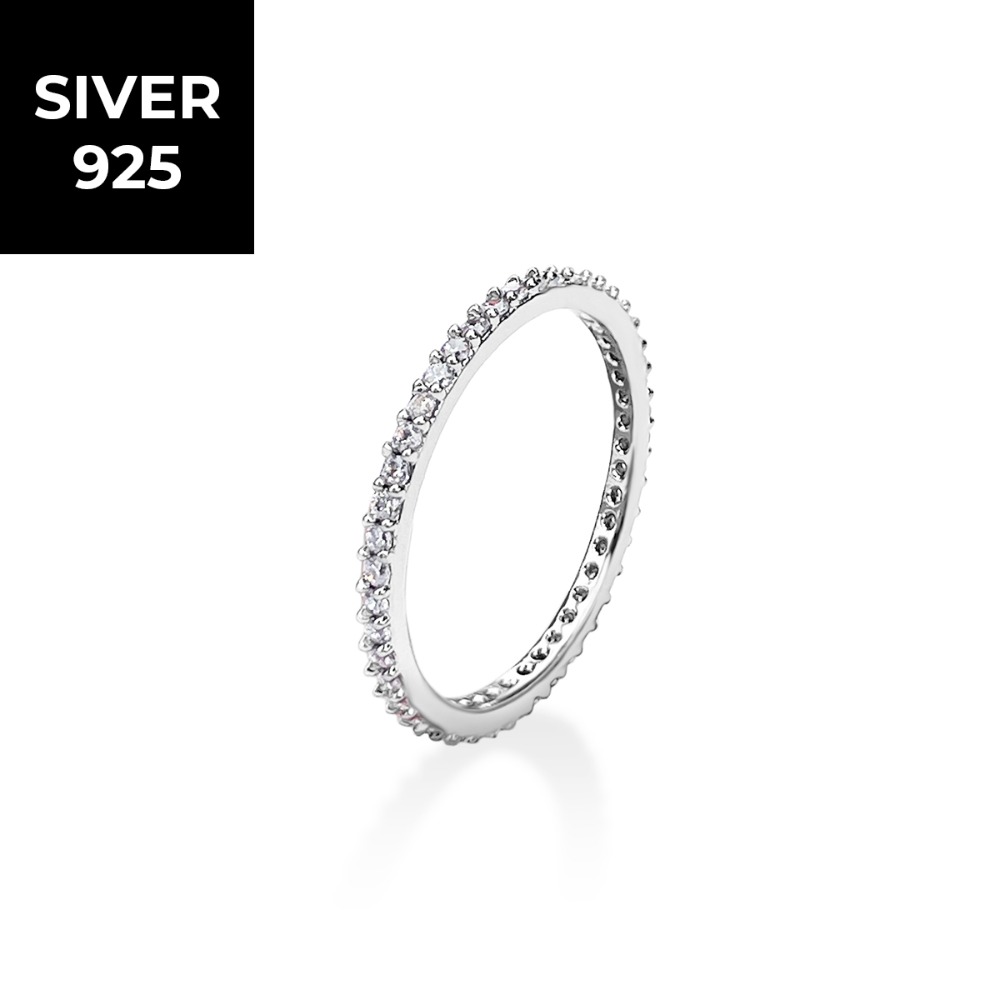 마씨에르 [트와이스 착용][S925] 1MM 프롱세팅 테니스 반지 (실버) - 위시버킷