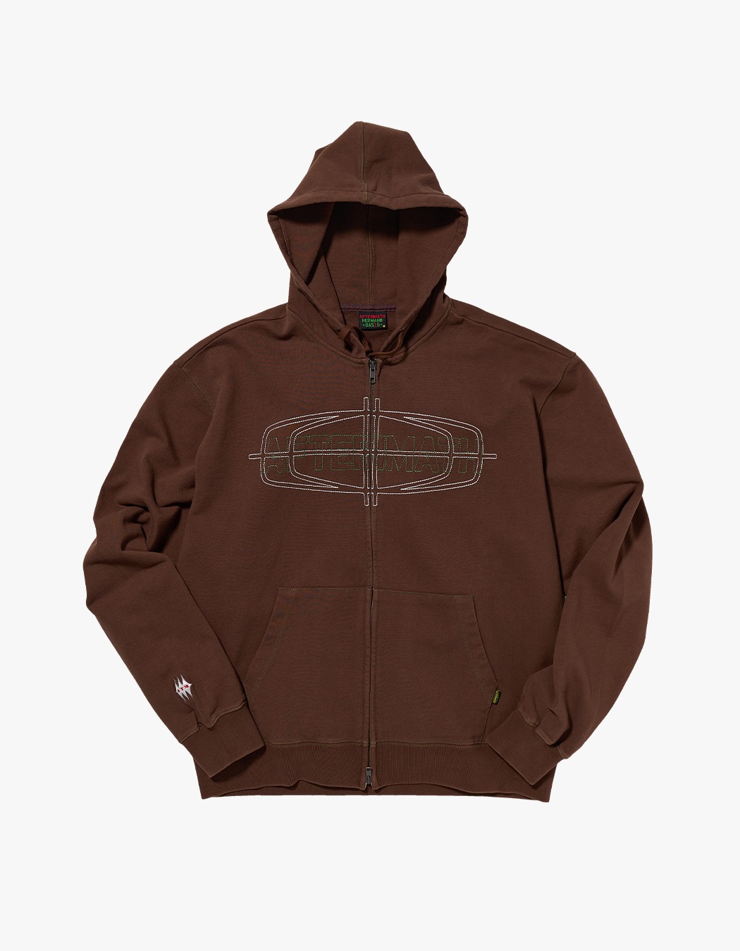 애프터매스 Contrast Stitch Zip Up Hoodie - Brown - 위시버킷