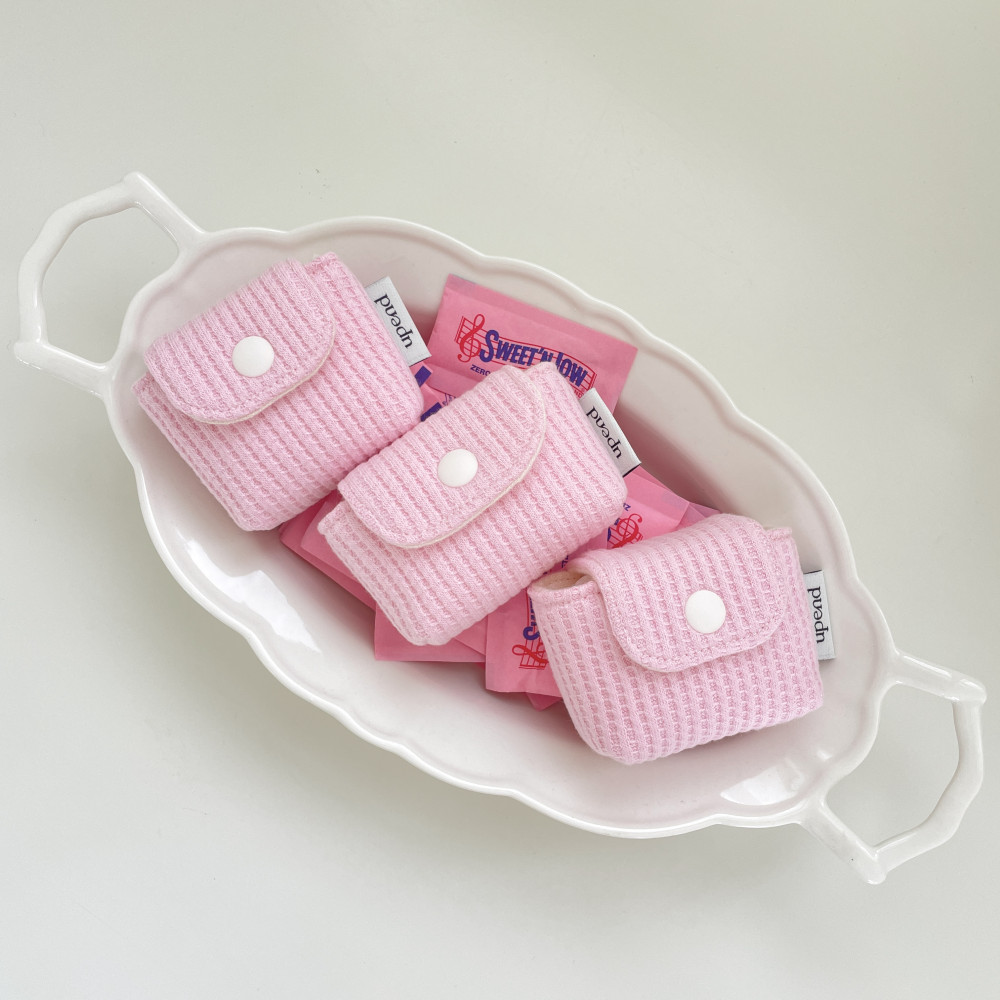 어펜드 WAFFLE MINI POUCH 3TYPE 패브릭 에어팟파우치 버즈파우치 - 위시버킷