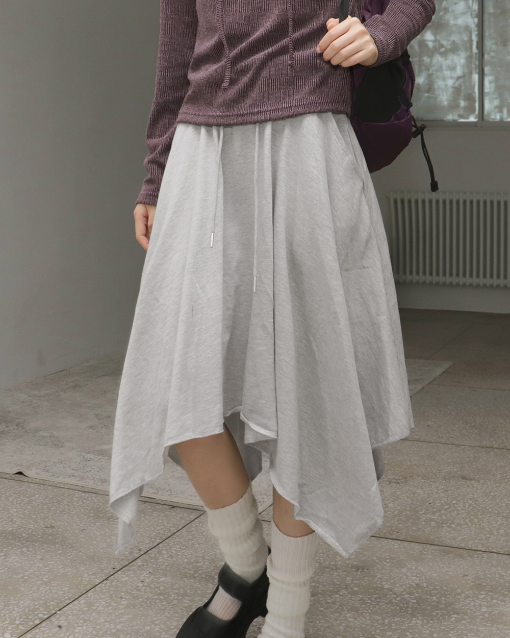 원더원더 원더원더 [MADE/2col👗] 딜리 쭈리 배색 언발 A라인 레이어드 미디 스커트 - 위시버킷