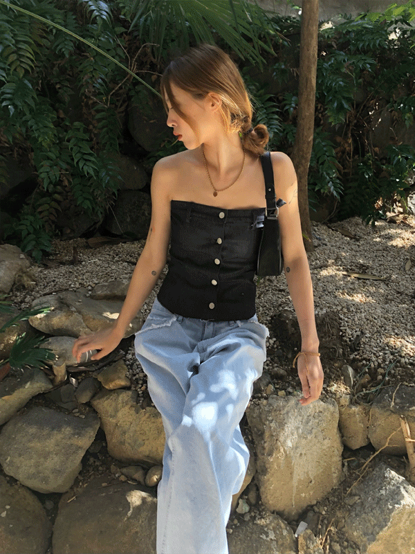 오네 denim tube top - 위시버킷