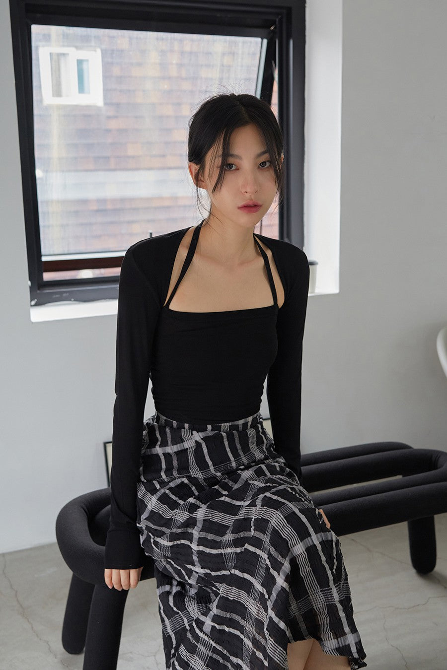 CC Cami Top & Long Sleeve Bolero Set - Black / S/M - 위시버킷