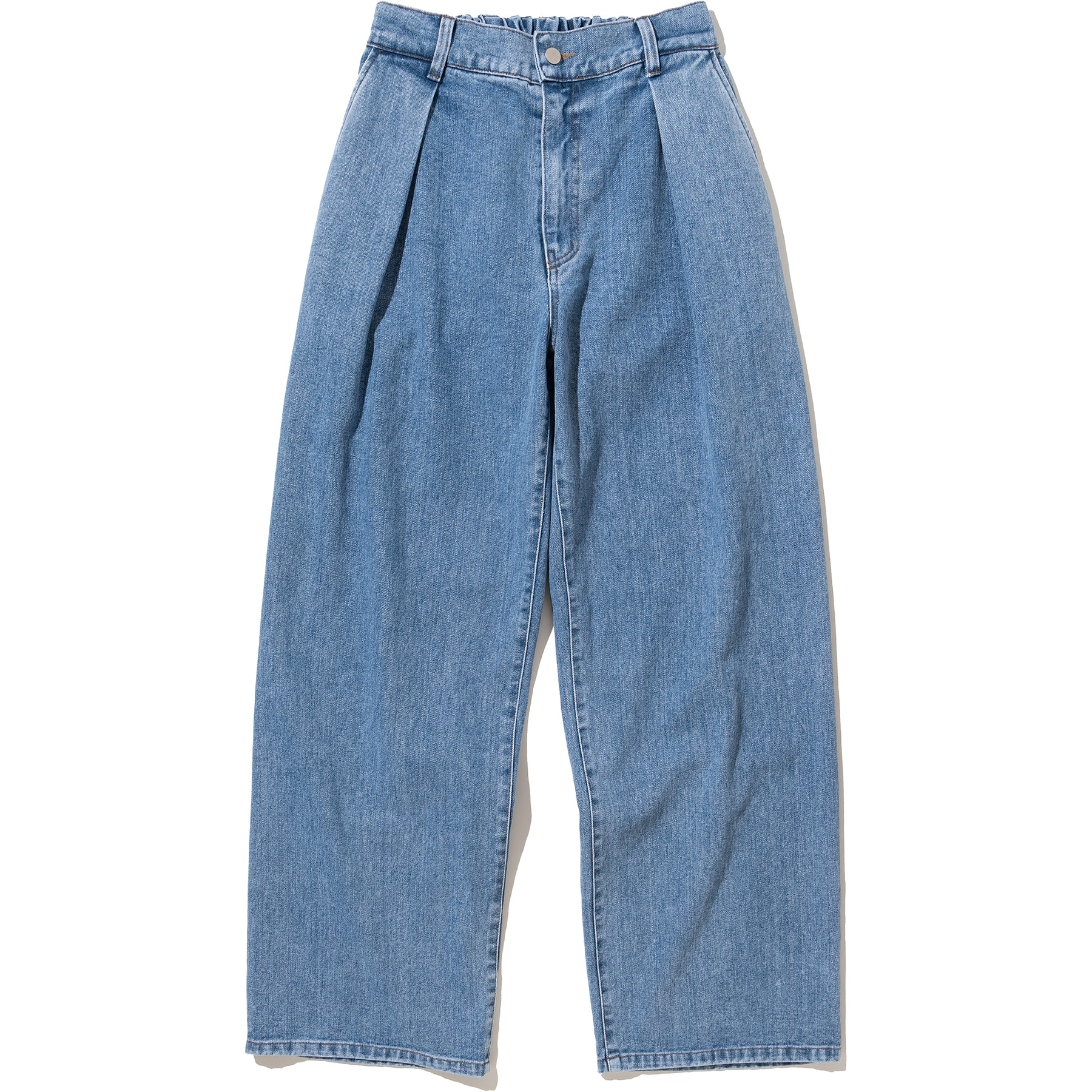 낫포너드 Banding One Tuck Wide Denim Pants - Deep Blue - 위시버킷