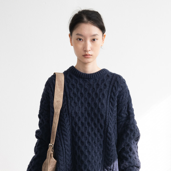 피키스 픽 Motion Wool Oversized Knit (Navy) - 위시버킷