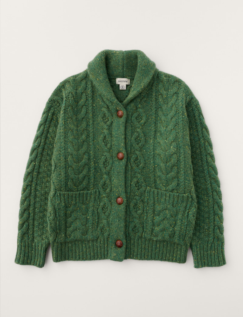시엔느 Robert Cable Cardigan (Green) - 위시버킷