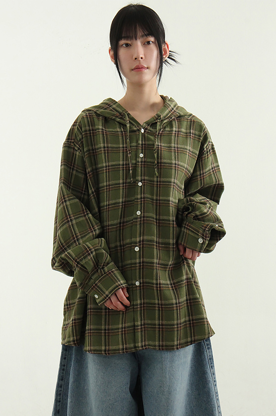 로컬맨션 casual check hood shirt (unisex) - 위시버킷