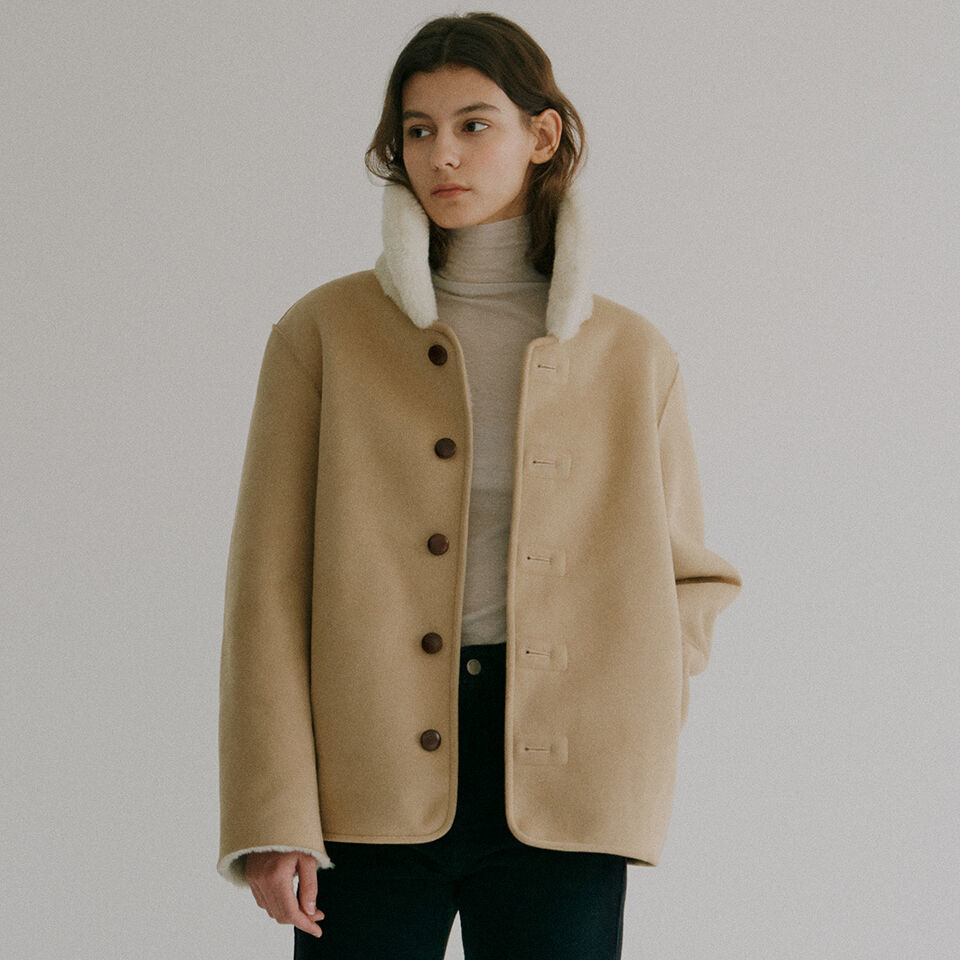 블랭크공삼 wool shearing reversible half coat (cream) - 위시버킷