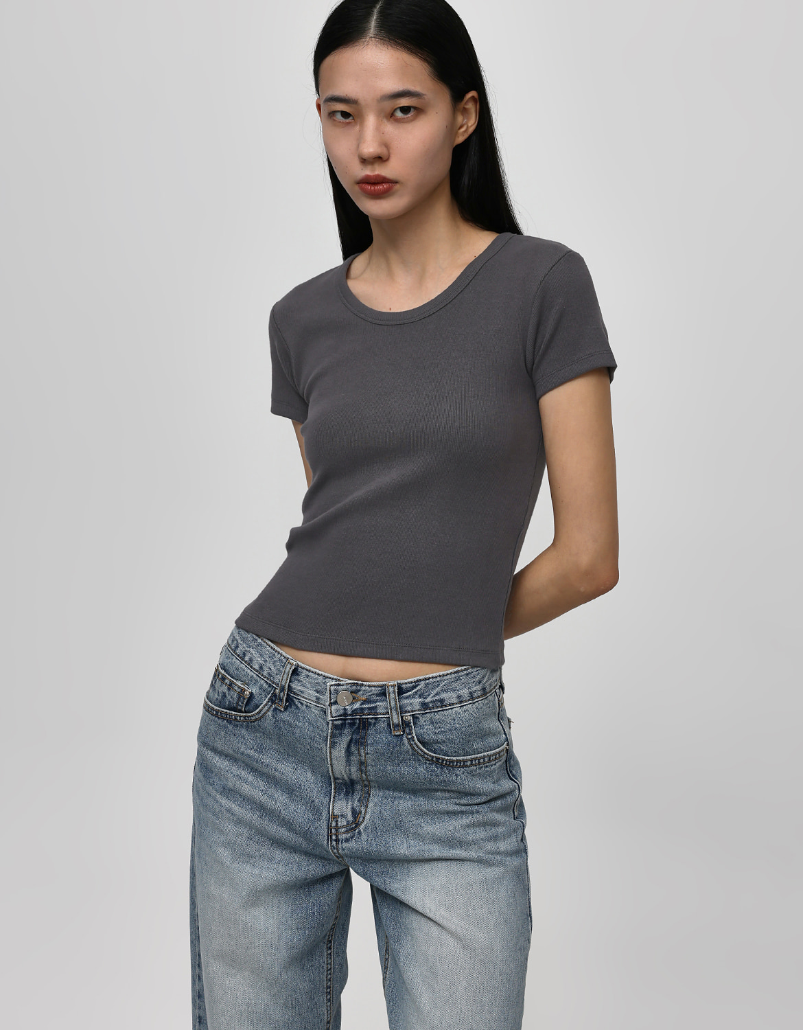 블랙업 [B-BASIC] 유넥 골지 반팔티 (2Size) - 위시버킷