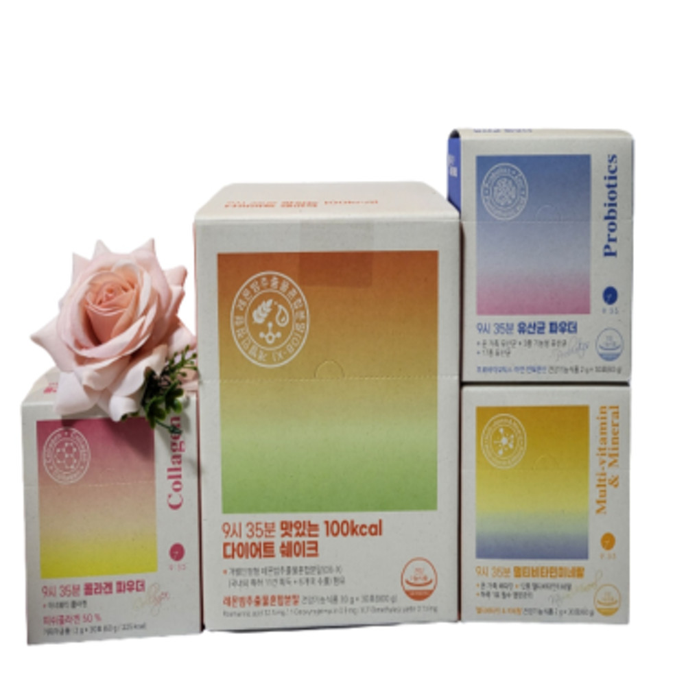 9시35분 935 발라또 다이어트 4종 패키지 세트(9시35분 맛있는 100kcal 다이어트 쉐이크 30포,멀티비타민미네랄 30포, 유산균 30포, 콜라겐 30포) 수안나 ...
