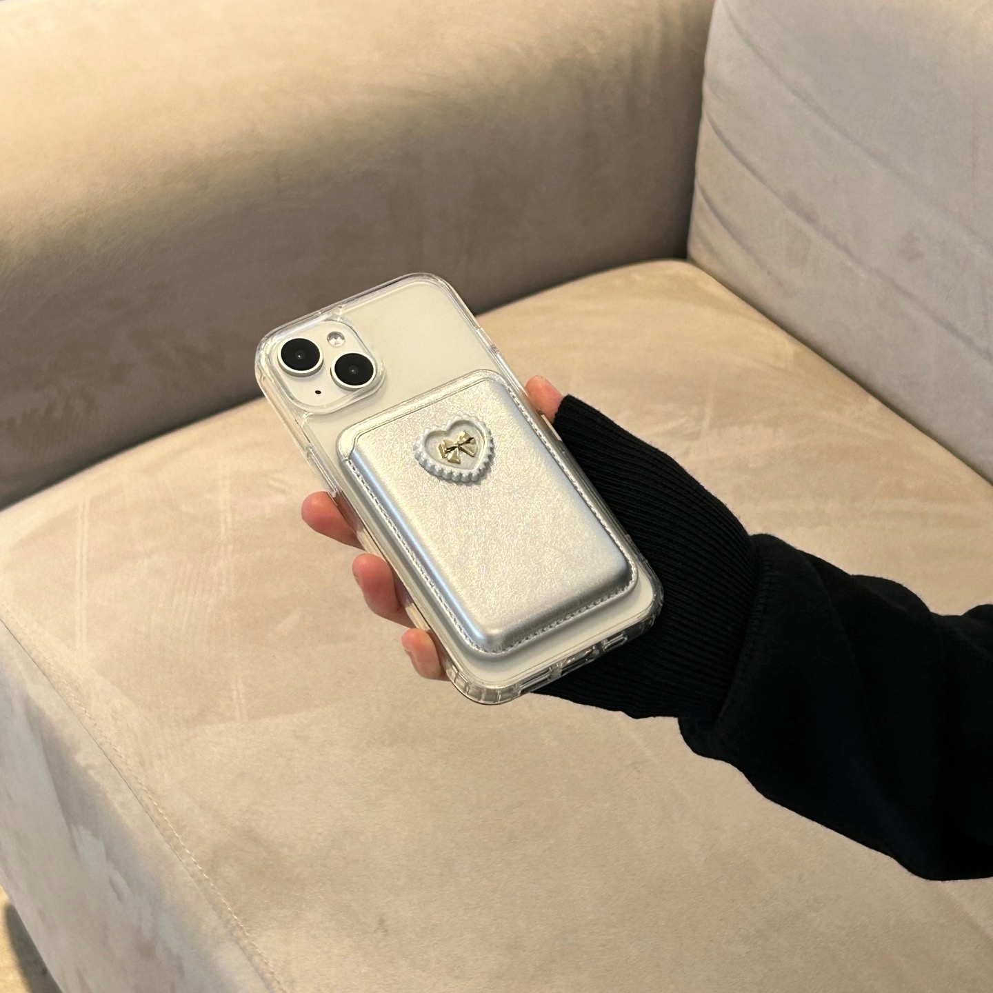 케이스크림 [creambee] heart sliver [맥세이프 카드지갑 케이스] - 위시버킷