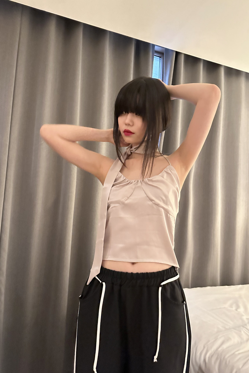 팁씨 halter-neck scarf set blouse (2color) - 위시버킷