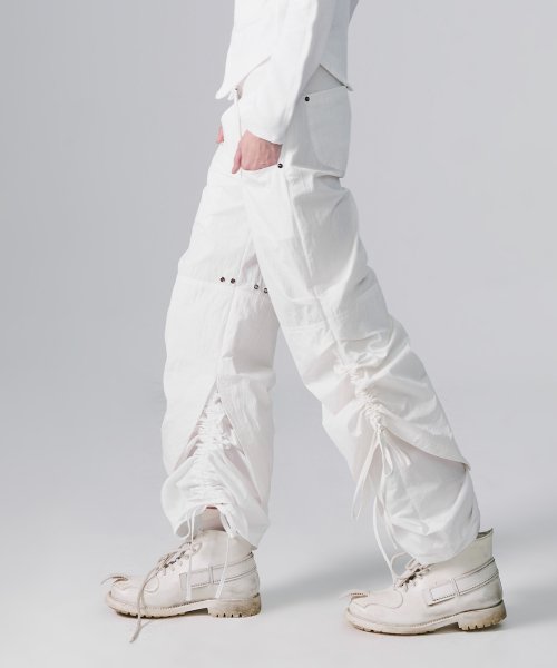 나체 LAYERED WAIST BONDED PANTS (UNISEX / WHITE) - 위시버킷