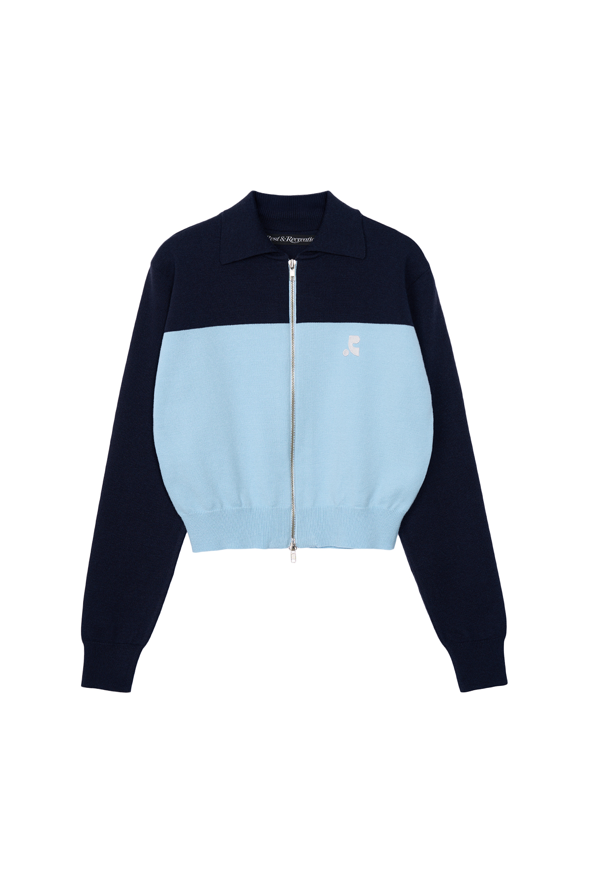 레스트앤레크리에이션 [예약배송 2/29] RR 2-TONE ZIP-UP CARDIGAN - SKYBLUE - 위시버킷