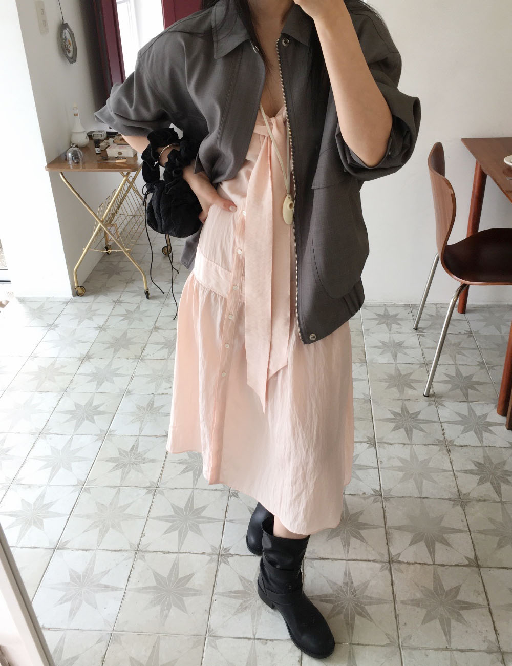 코루 hug blouson (gray) - 위시버킷