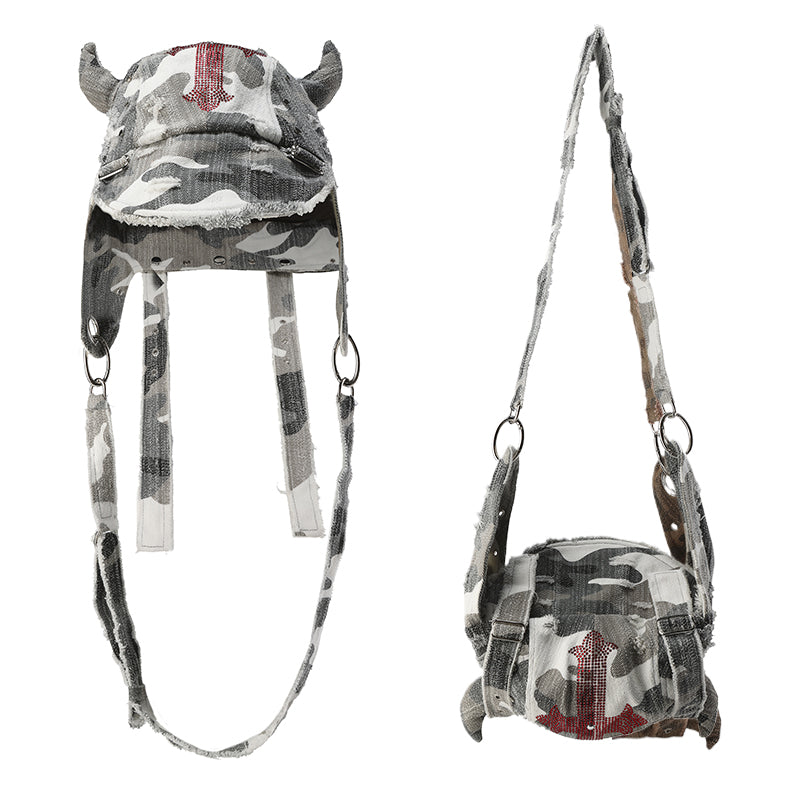 젠제로 GENZERO Camouflage horn rhinestone cross bag cap - 위시버킷