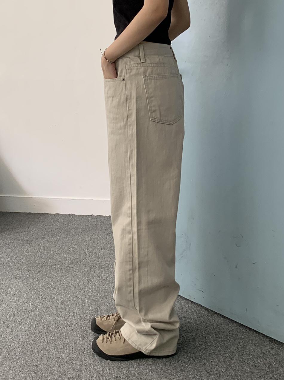 모브앤로지 피그먼트 코튼 롱 와이드 데님 팬츠 [2col] - 위시버킷