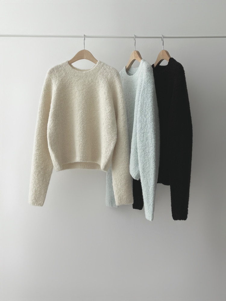 리에뜨 소라 당일 / riette 리에뜨 노엘 니트 알파카 울 긴팔 라운드 부클 (3col) - 위시버킷