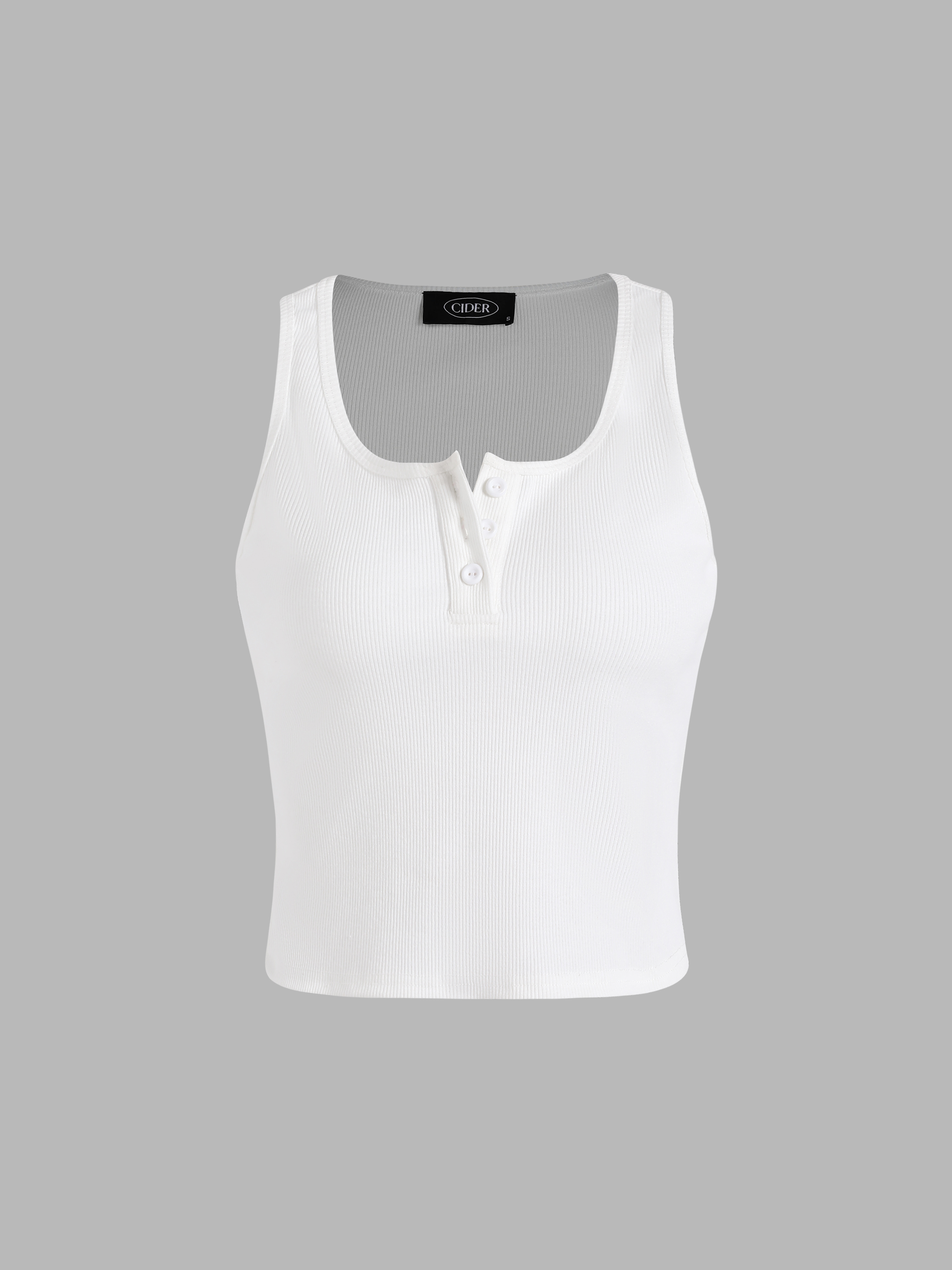 사이다 CIDER Solid Rib Button Up Tank Top - 위시버킷