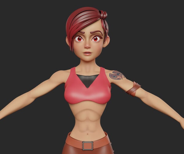 퐁리 ArtStation - Stylized Character Girl - Rinna - Blender 3d Model | Resources - 위시버킷