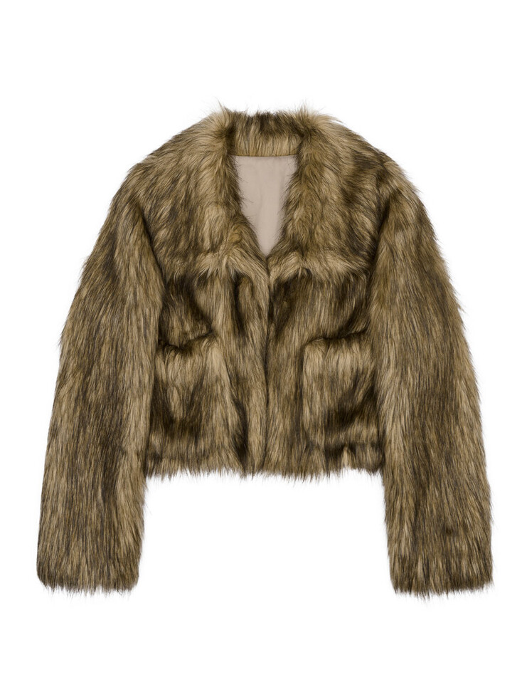 배디 Flecked Ash Fur Jacket Beige - 위시버킷