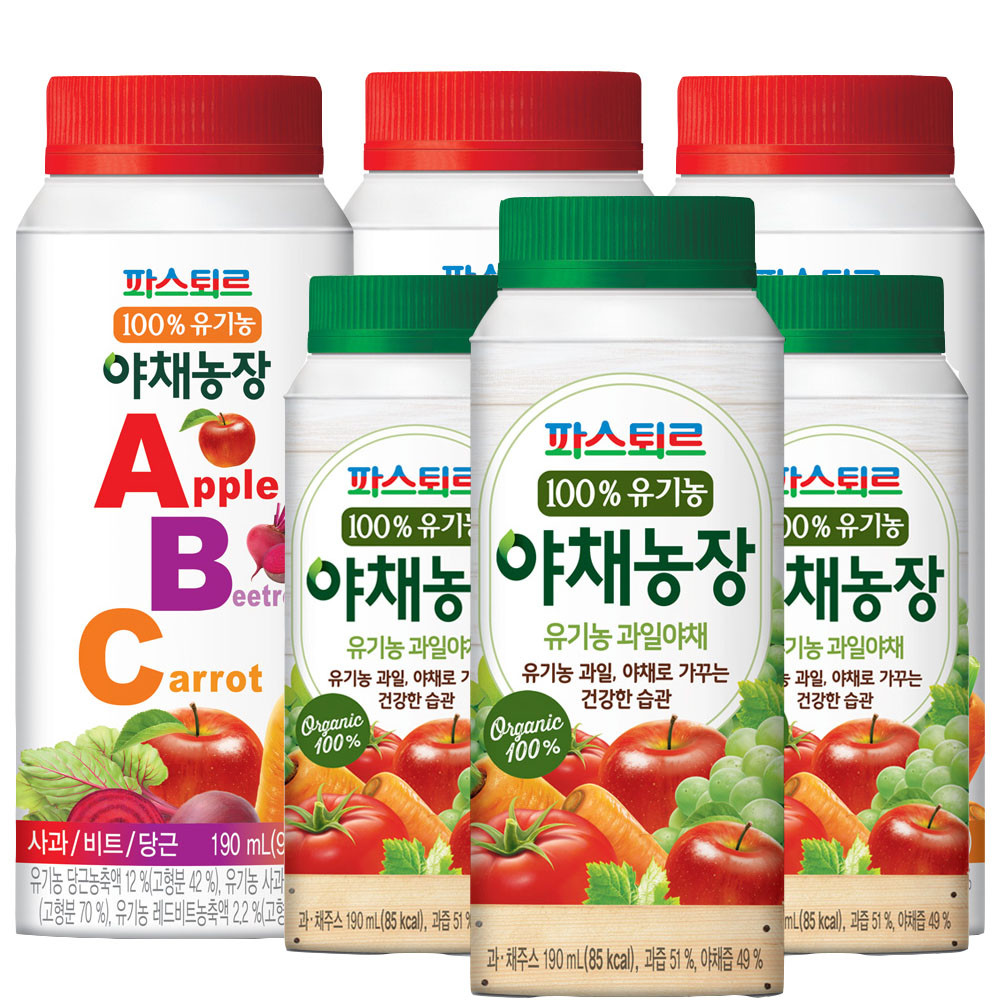 파스퇴르 파스퇴르 100%유기농 야채농장 190ml 과일야채 /ABC주스(택 24팩) - 위시버킷