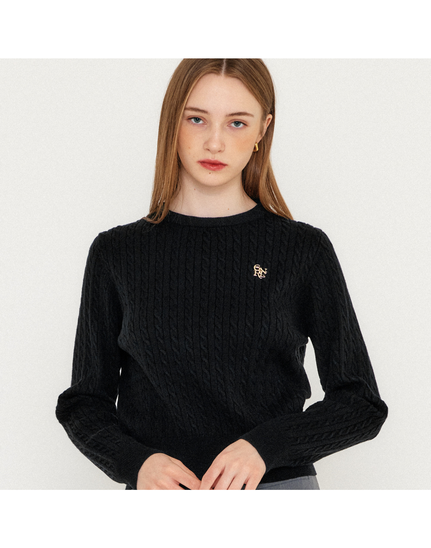 제너럴아이디어 WOMAN GNRL 에센셜 케이블 풀오버 [BLACK] / WBC1L05503 - 위시버킷