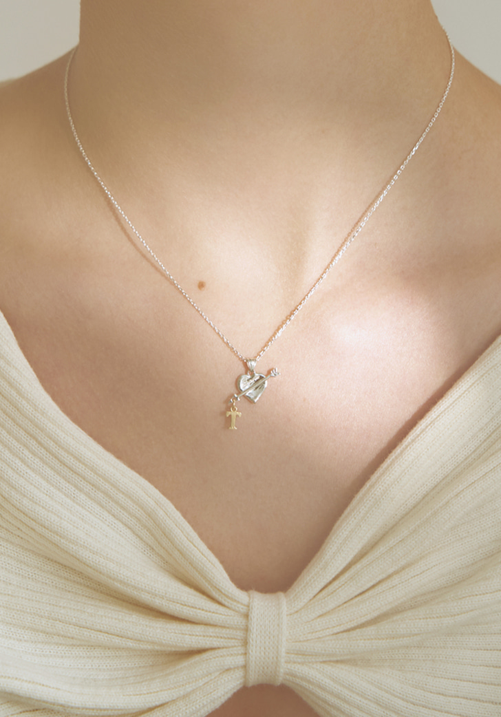 딥브로우 (Silver 925) cupid signature initial necklace (Silver) - 위시버킷