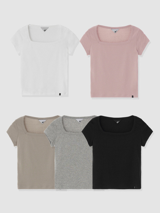 디어스토커 D. BASIC COTTON SQUARE-NECK T - 5 COLOR - 위시버킷