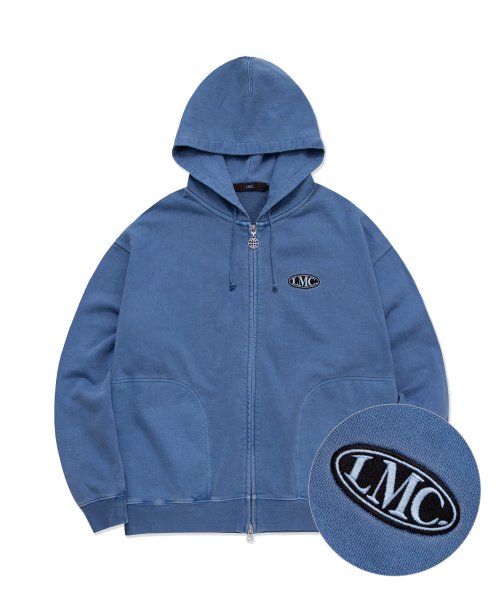 엘엠씨 LMC OVERDYED OVAL ZIP-UP HOODIE blue - 위시버킷