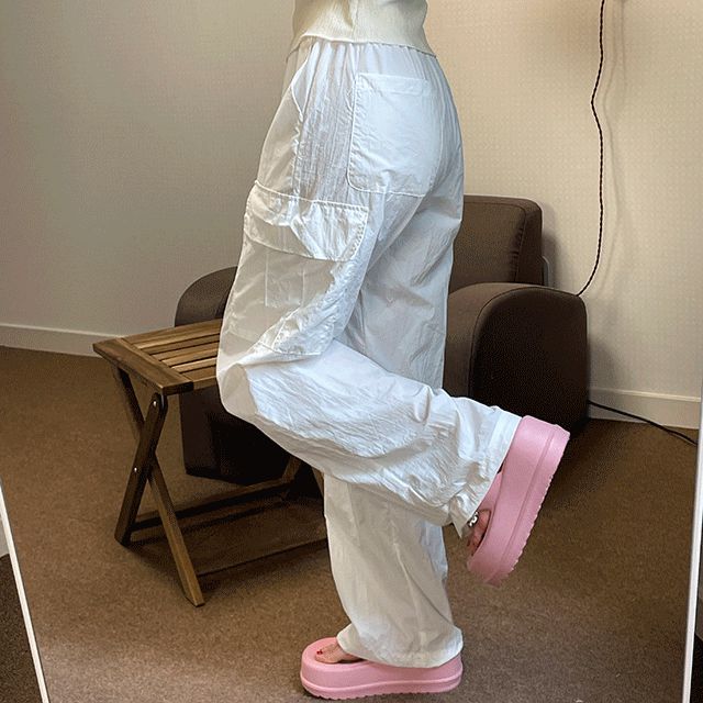 파인컬러 썸머쿨소재세상힙한핏 11할인 바스락 카고 와이드 팬츠 스트링 조거팬츠 투웨이 나일론팬츠 5컬러파인컬러 위시버킷