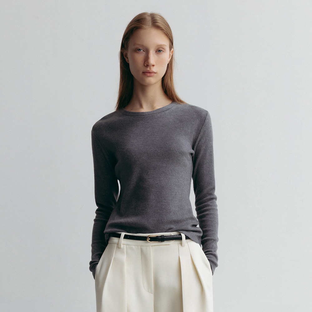 레하 GRETA ROUND NECK TOP (GREY) - 위시버킷