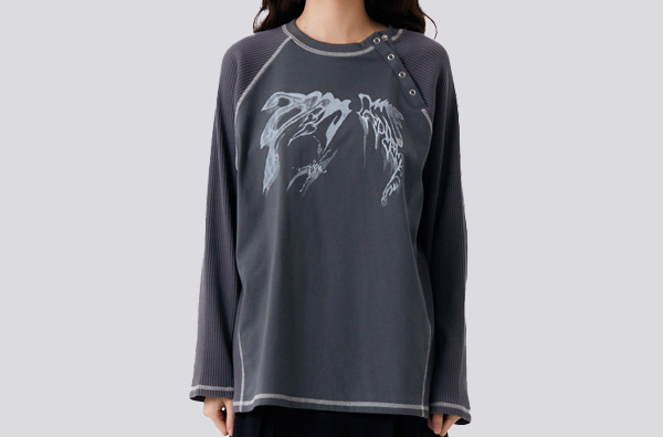 할로미늄 [2nd Pre-Order] DRAWING RAGLAN TEE / ASH GRAY - 위시버킷