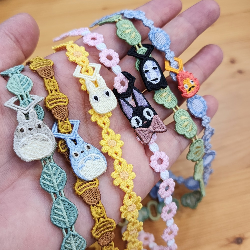 스튜디오지브리 일본 지브리 캐릭터 토토로 마녀배달부 가오나시 캘시퍼 커플 레이스 장식 팔찌 - 위시버킷