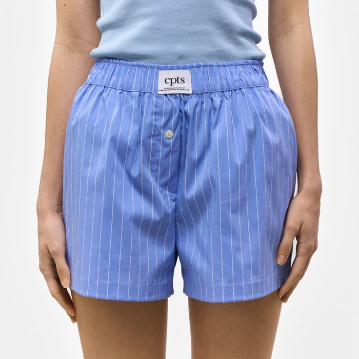 씨피티에스 UNISEX LABEL TRUNK SHORTS_BLUE - 위시버킷